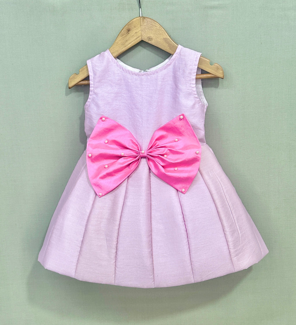 Signature Flaired Dress with Pink Bow – Li'l Royals